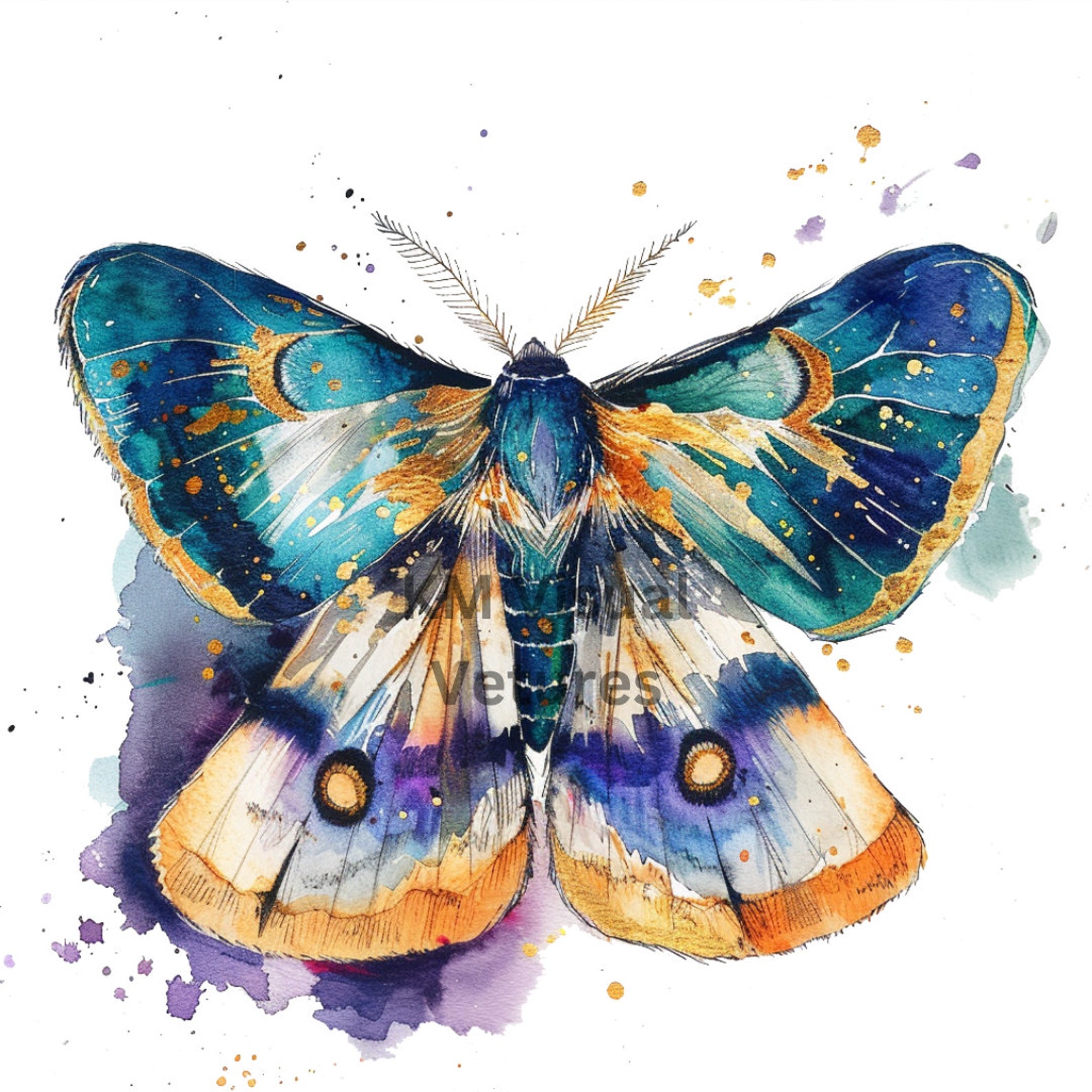 Watercolour Mystical Moth Clipart Bundle, Wiccan Png, Moth Png ...