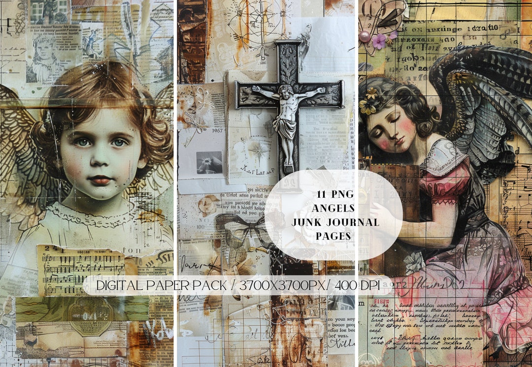 Angel Junk Journal Pages, Printable Mixed Media Papers,spiritual ...