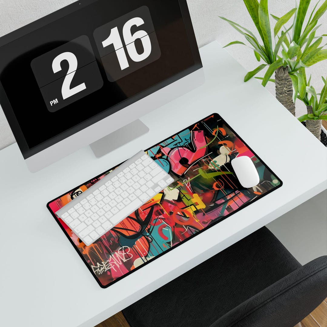 Vibrant Graffiti Desk Mat - Colorful Art Decor for Home Office ...