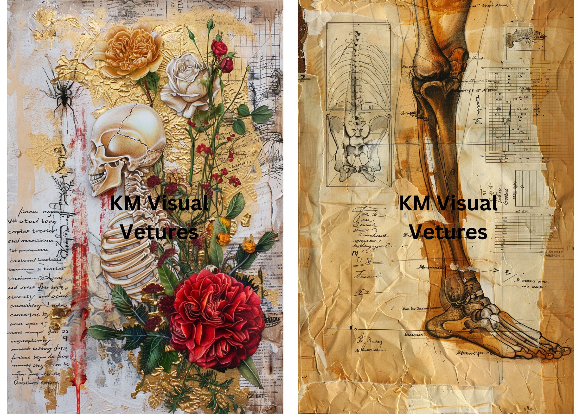 Antique Anatomy Junk Journal PNG, Vintage Skeleton and Anatomical ...