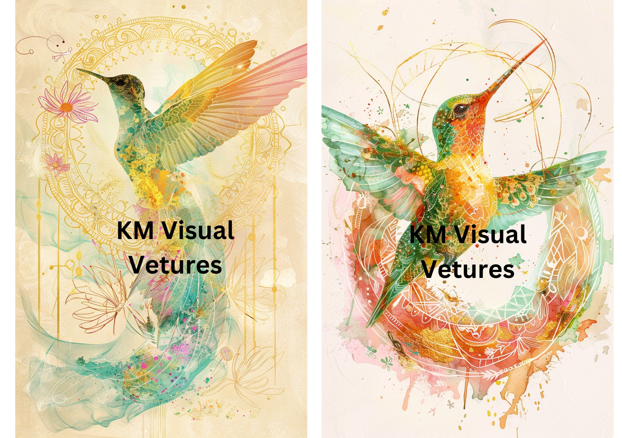 13 Pages of Watercolor Hummingbird Journal Pages PNG, A4 Pages ...