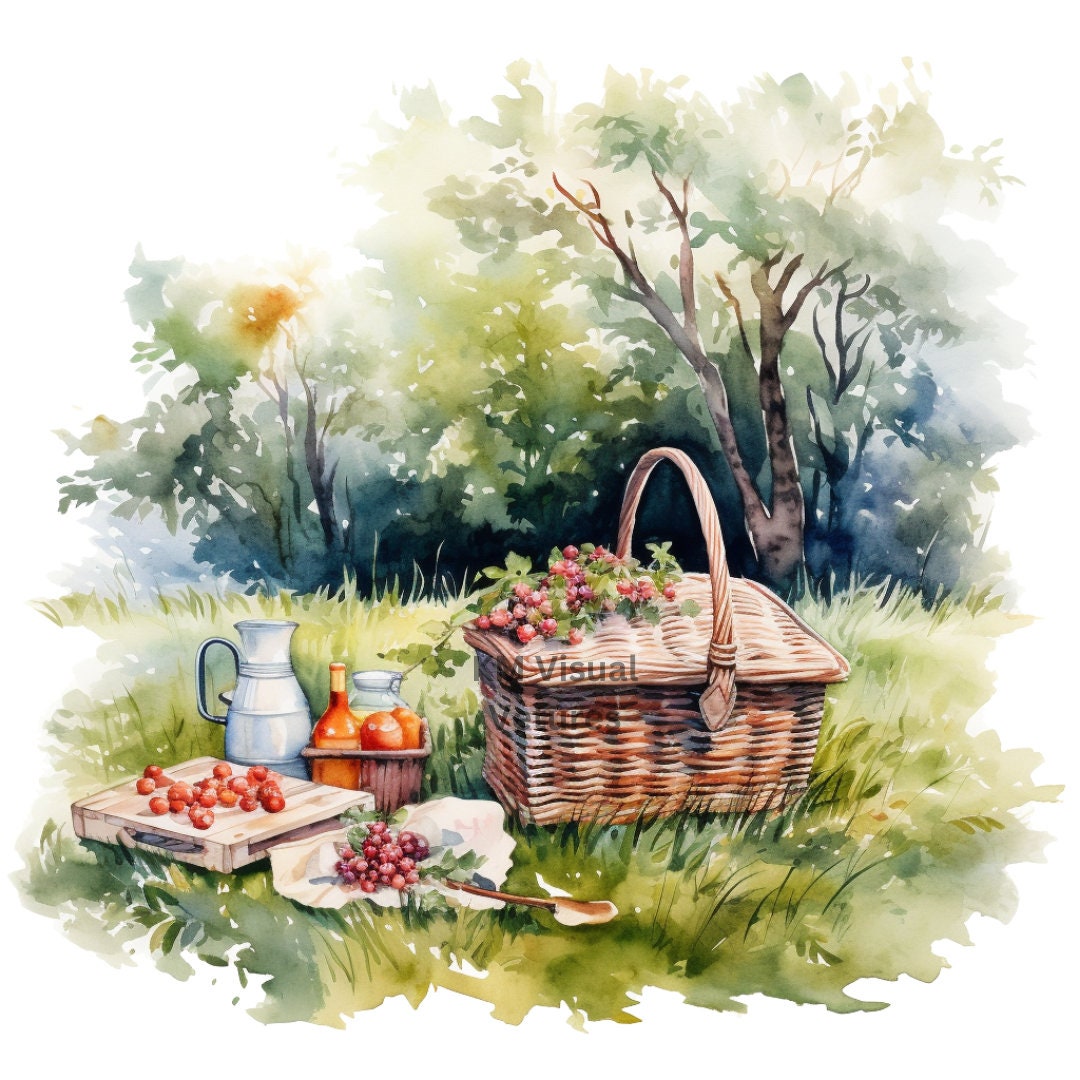 Watercolor Picnic Clipart PNG, Tea Time Png. Spring, Summer Picnic ...