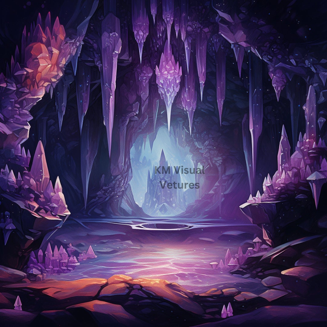 34 Watercolor Crystal Caves Digital Paper PNG, Spiritual Crystals ...