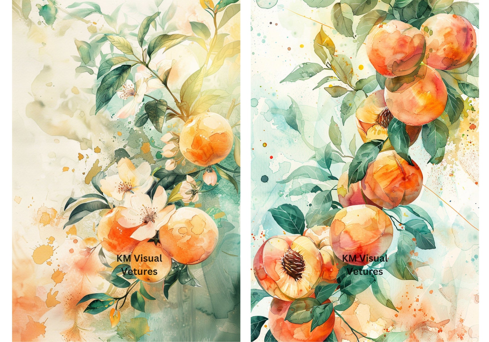 Watercolor Peach Junk Journal Pages PNG, Digital Scrapbook Paper Kit ...