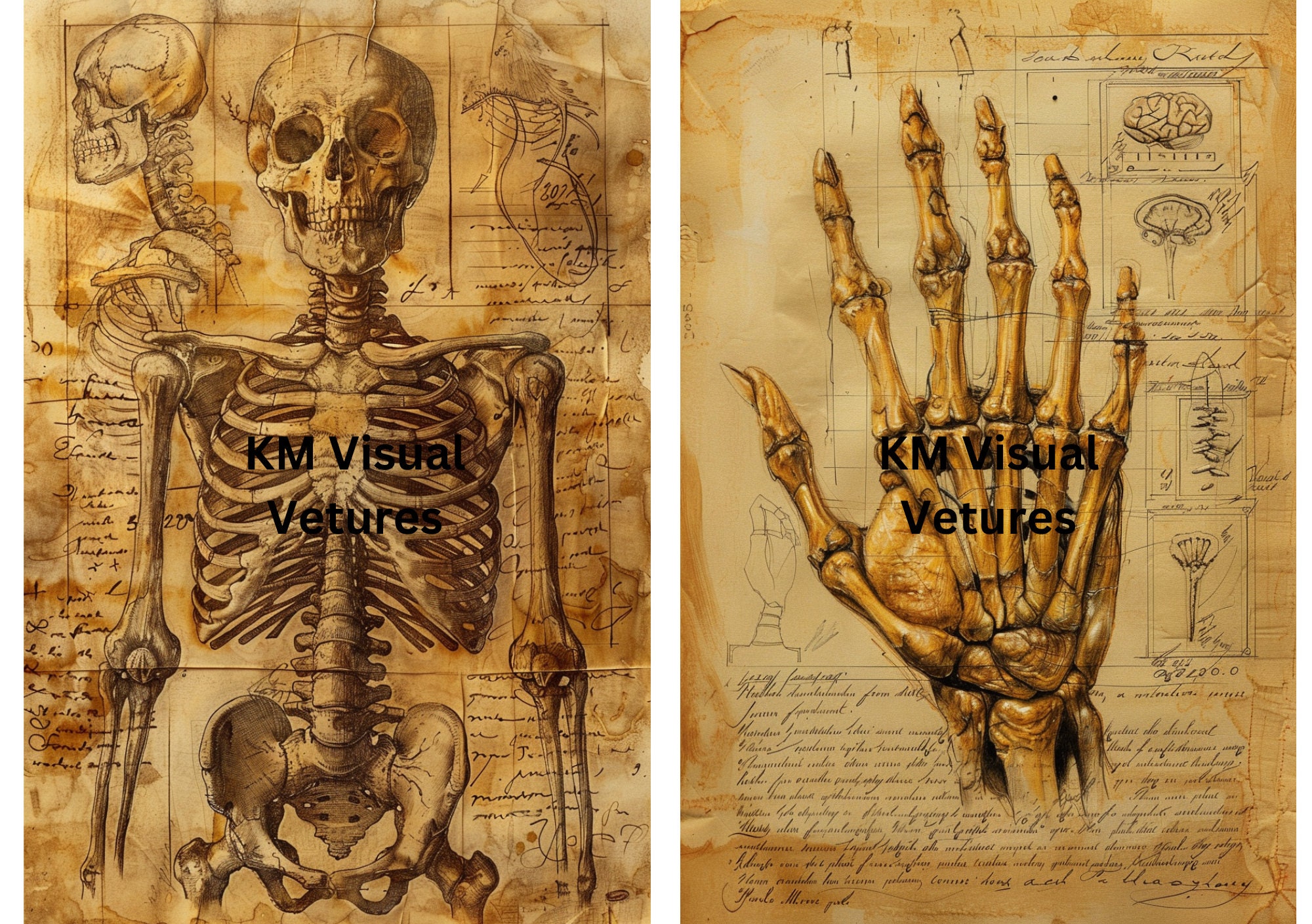 Antique Anatomy Junk Journal PNG, Vintage Skeleton and Anatomical ...