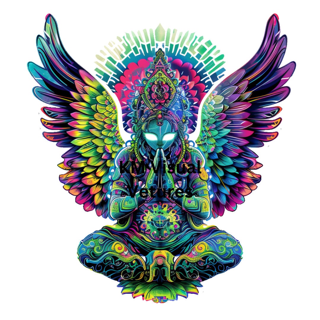 Angel Psychedelic Sticker PNG Transparent Background, Psychedelic Decor ...