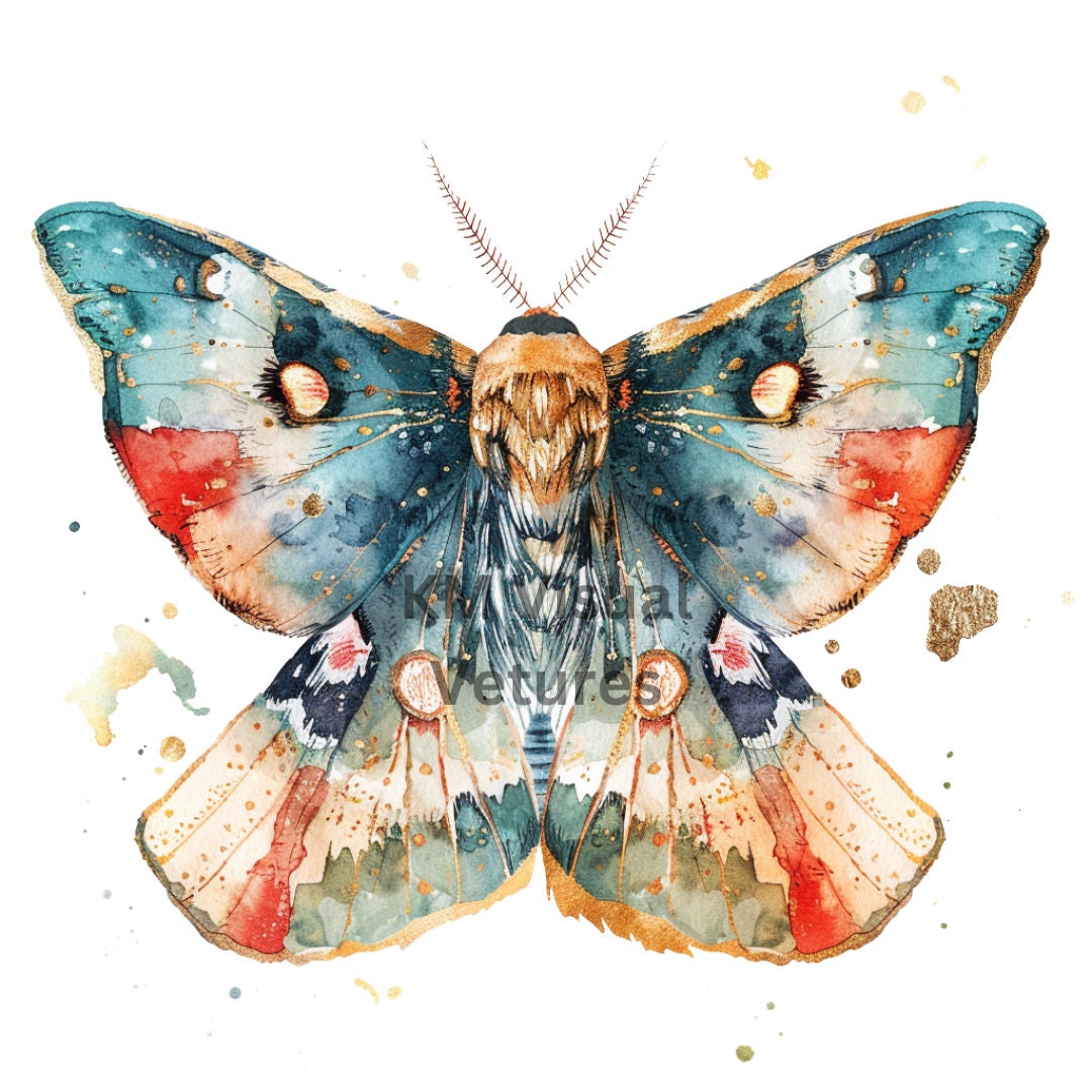 Watercolour Mystical Moth Clipart Bundle, Wiccan Png, Moth Png ...