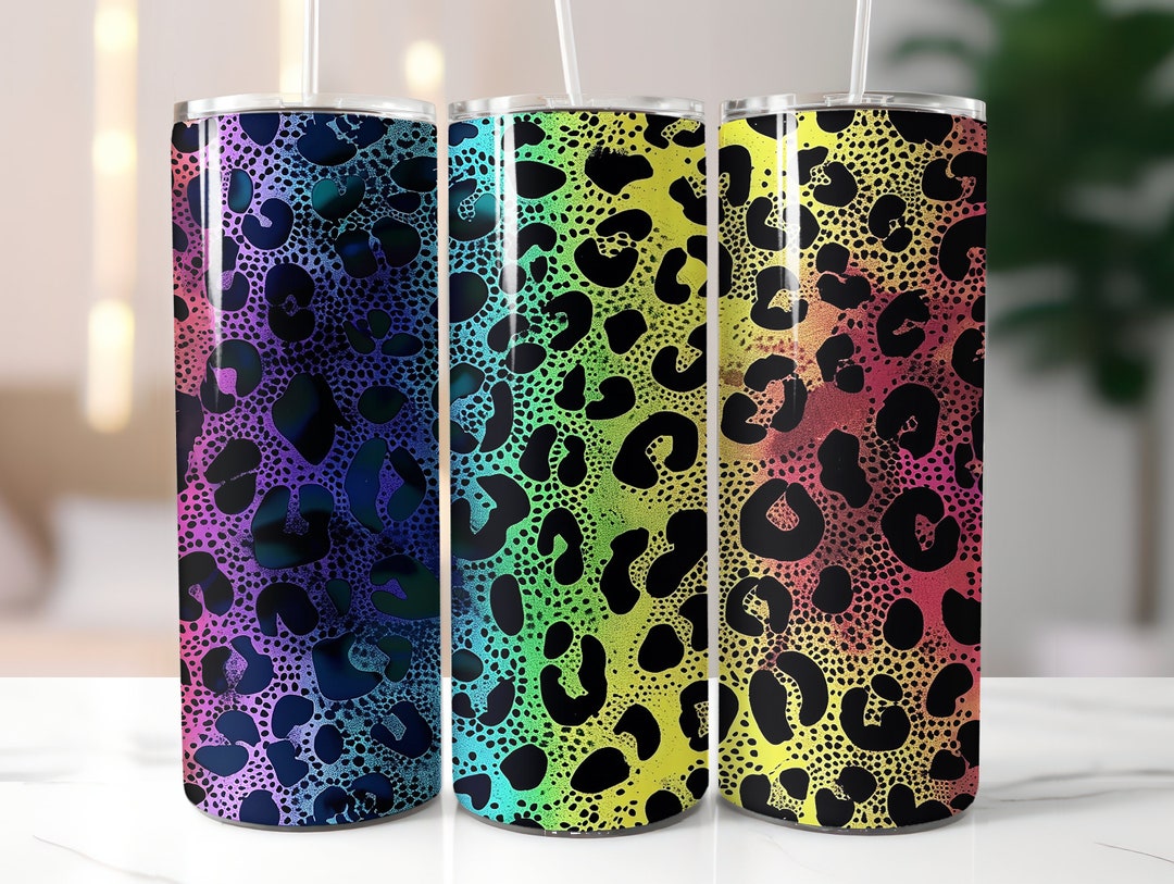 Rainbow Leopard LGBTQ 20 Oz Skinny Tumbler Sublimation Design Cheetah ...