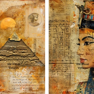 Ancient Egypt Junk Journal Pages PNG, Cleopatra, Pharaon, Pyramid ...