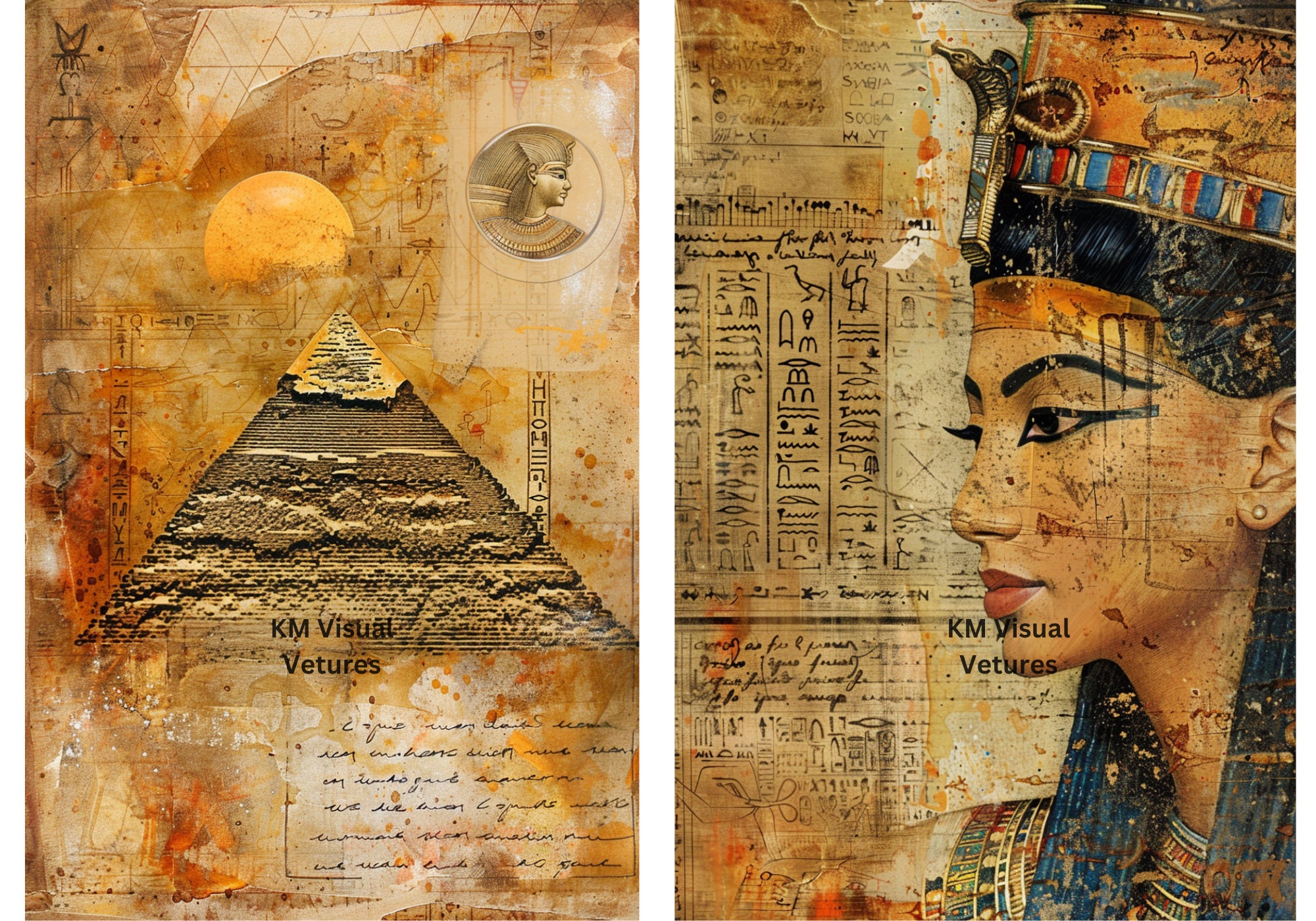 Ancient Egypt Junk Journal Pages PNG, Cleopatra, Pharaon, Pyramid ...