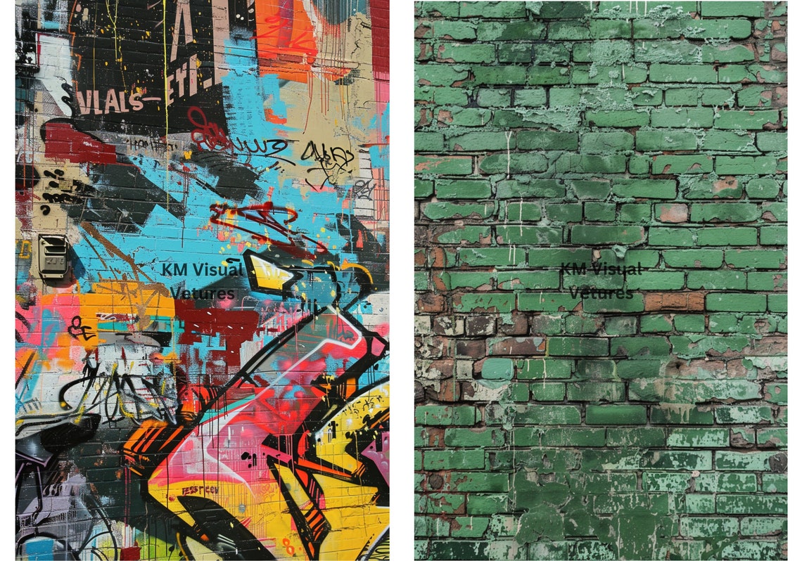 Graffiti Brick Wall Digital Paper: Urban Art Junk Journal (instant ...