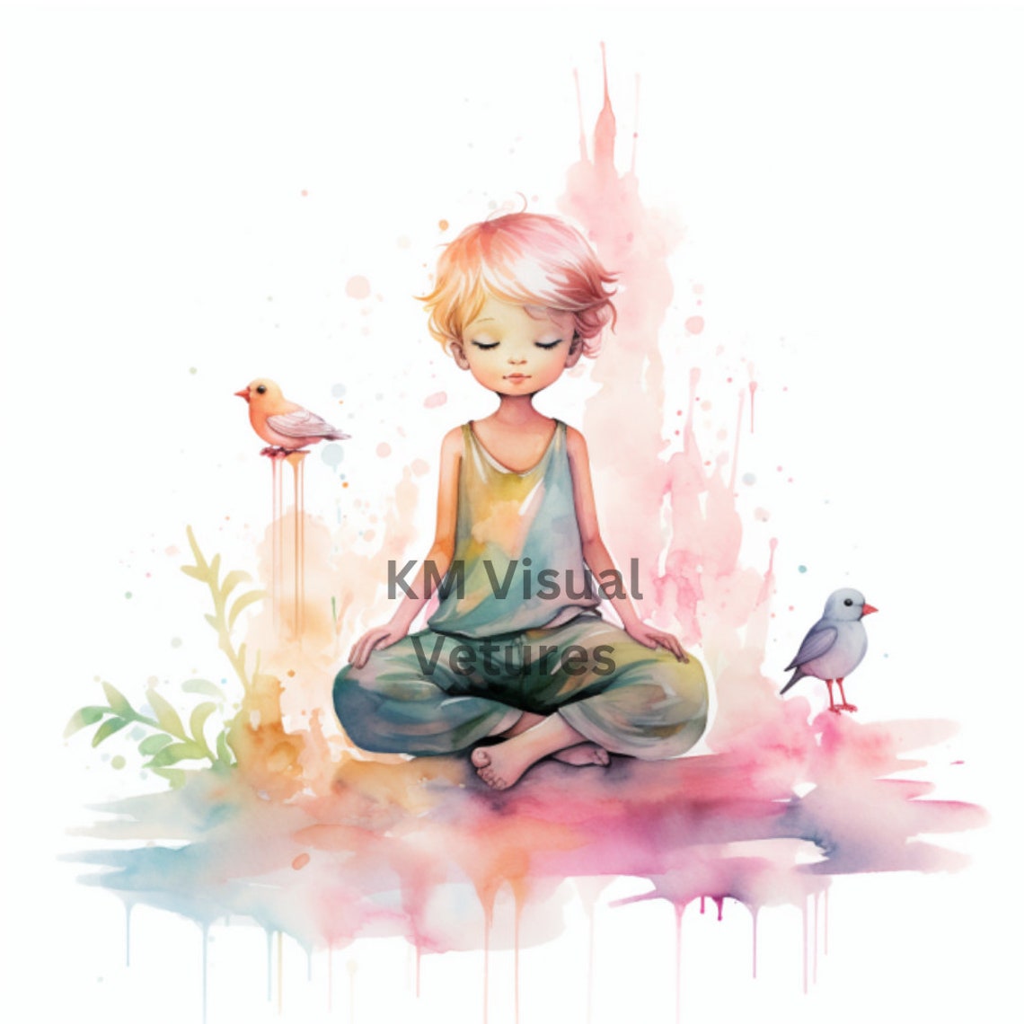 Watercolor Meditating Children PNG Clipart Spiritual Png - Etsy