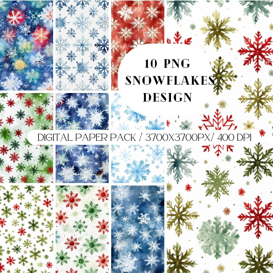 Snowflakes Clipart Digital Paper PNG, Snow Clipart Winter Paper PNG ...