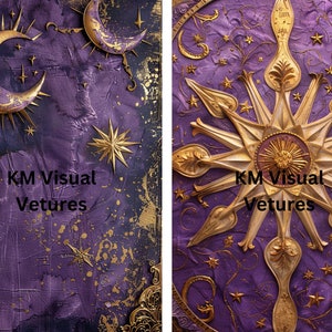 Celestial Purple and Gold Digital Paper Jurnal Pages PNG, Textures ...