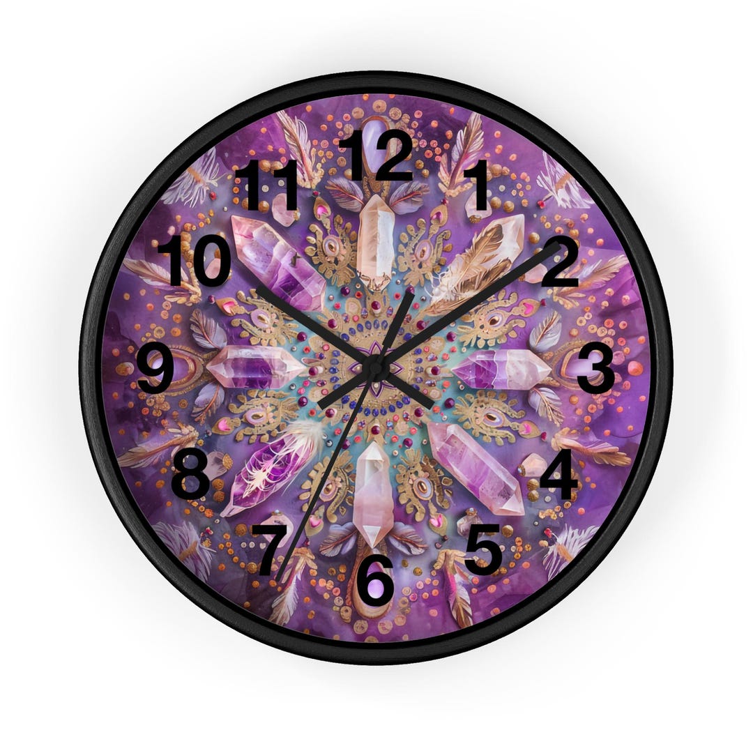 Crystal Mandala Wall Clock, Boho Home Decor, Mystical Gift, Meditation ...