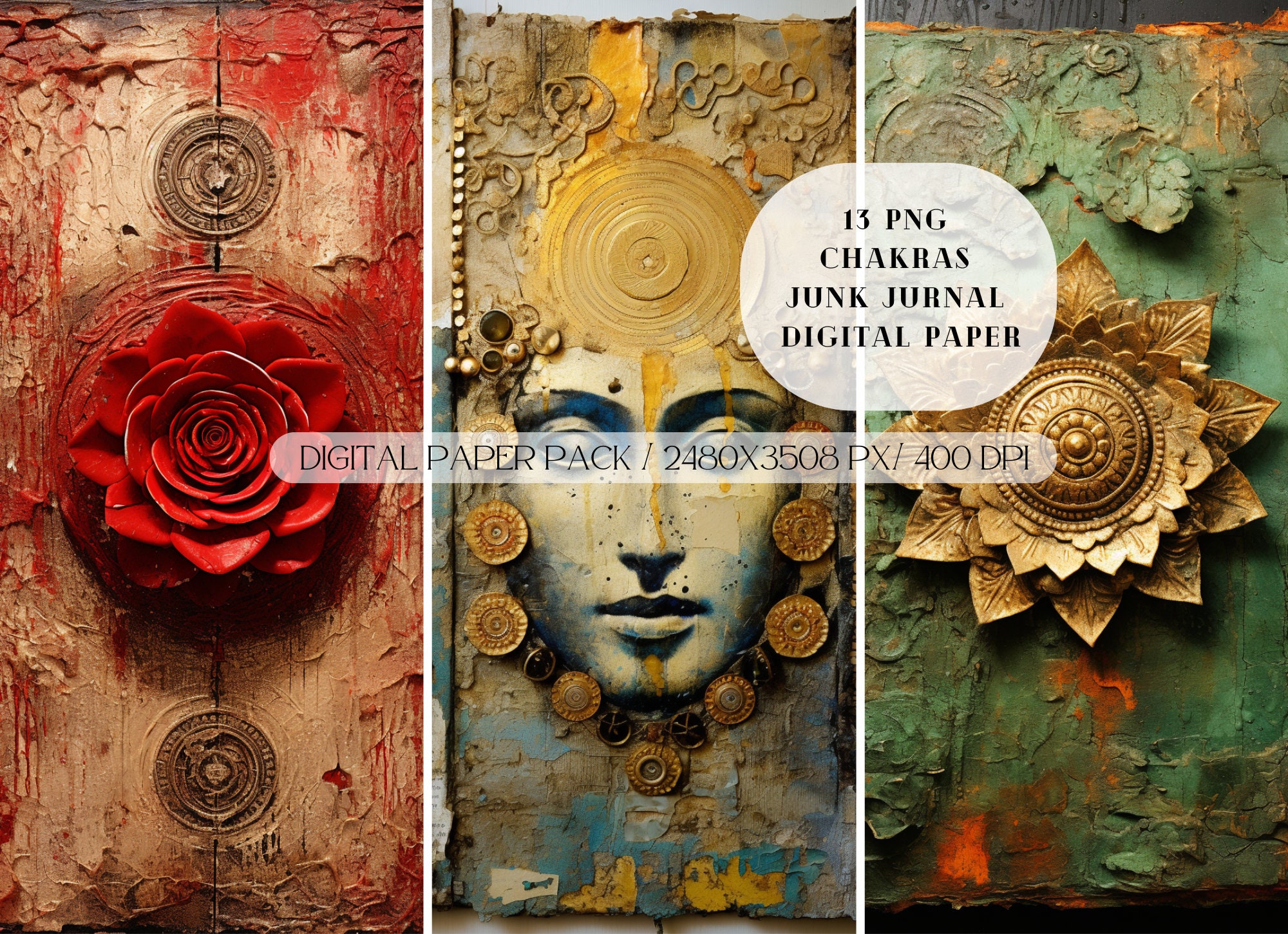 Junk Jurnal Spiritual Chakras, Meditation PNG, Chakra Symbols,3rd Eye ...