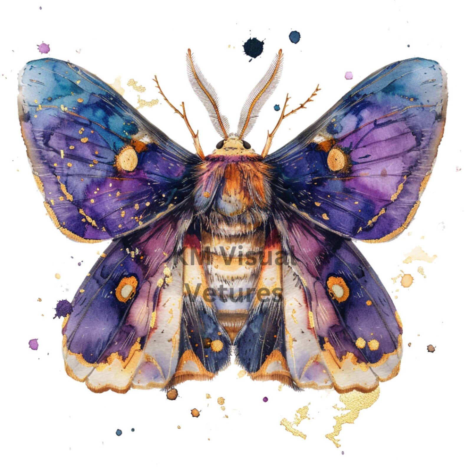 Watercolour Mystical Moth Clipart Bundle, Wiccan Png, Moth Png ...