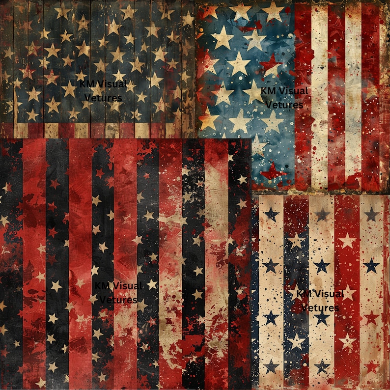 Vintage 4th of July Digital Paper PNG, Stars and Stripes Texture ...