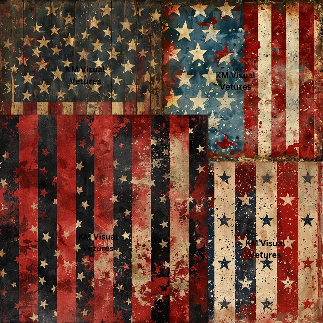 Vintage 4th of July Digital Paper PNG, Stars and Stripes Texture ...