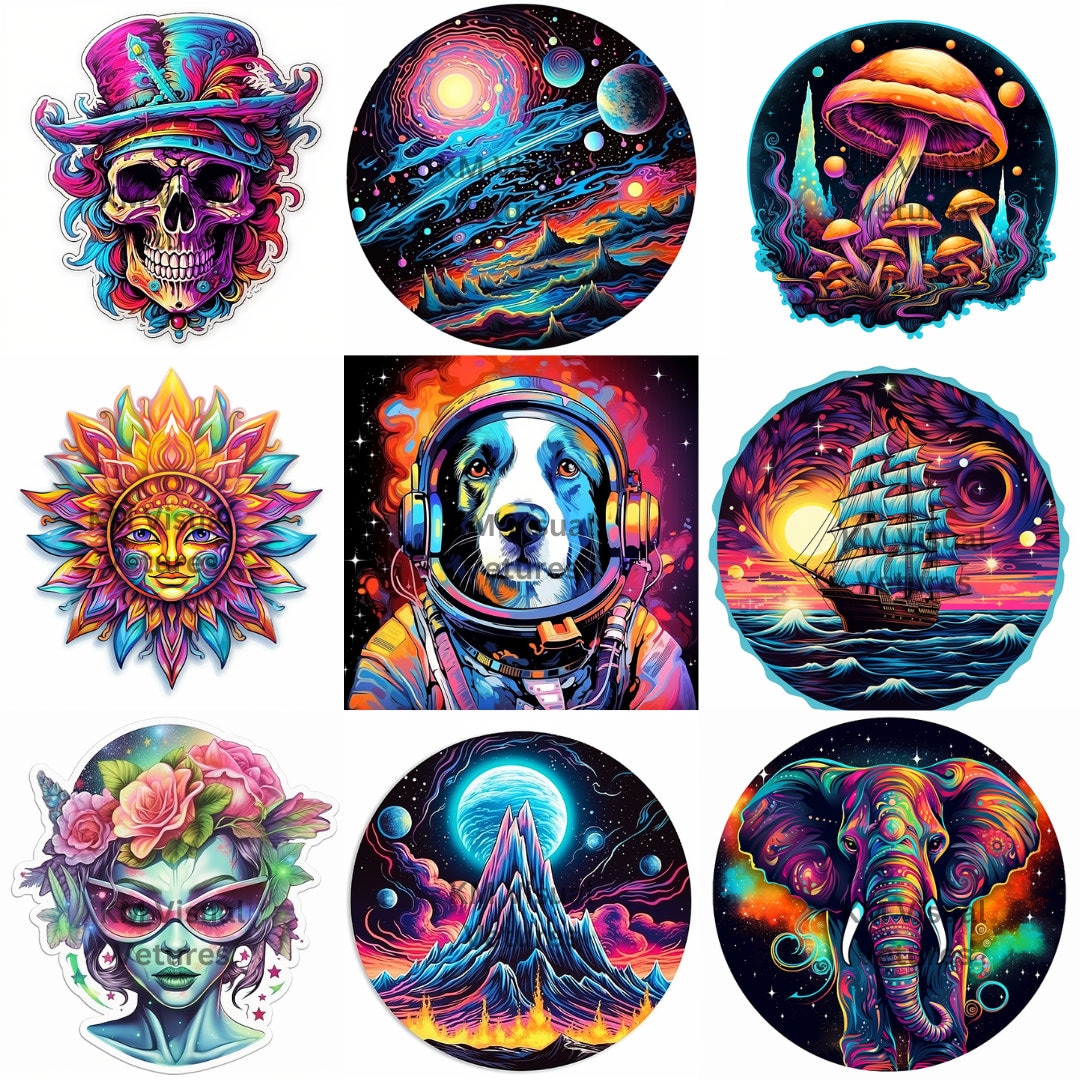 120 Psychedelic Sticker PNG Transparent Background, Magic Mushrooms ...