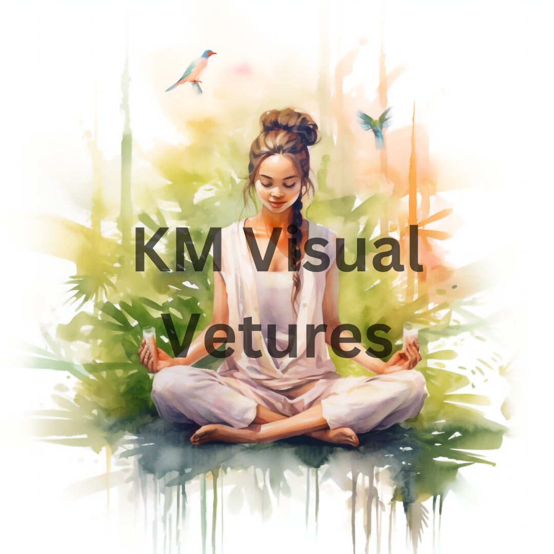 Watercolor Yoga With Transparent Background Meditation and Relaxation ...