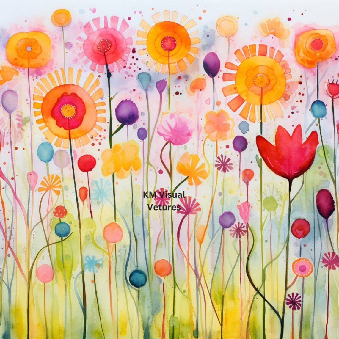 Watercolor Flowers Digital Paper Digital Paper PNG, Flower Backgrounds ...