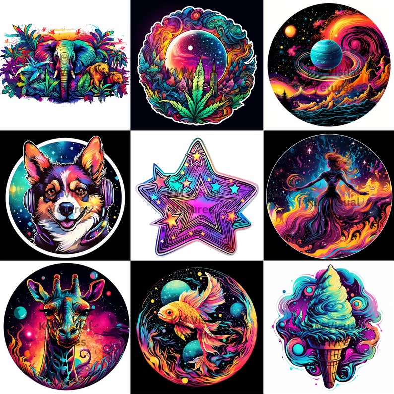 120 Psychedelic Sticker PNG Transparent Background, Magic Mushrooms ...