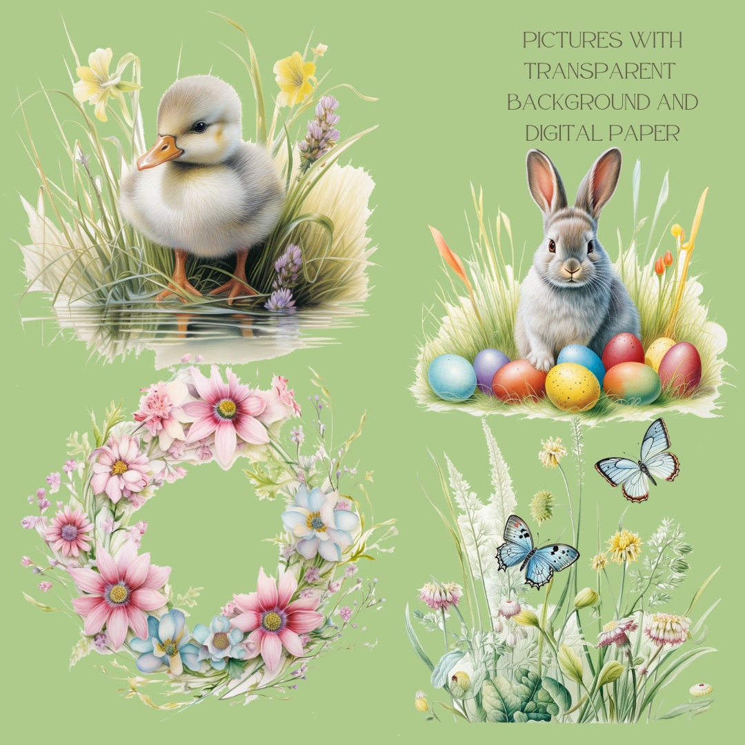 Easter Pastel Colors Clipart Pngspringchurch Bunny - Etsy
