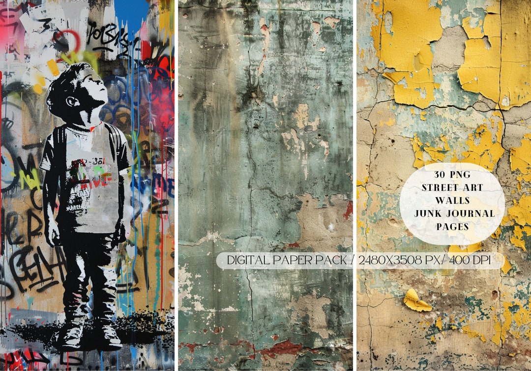 Graffiti Brick Wall Digital Paper: Urban Art Junk Journal (instant ...