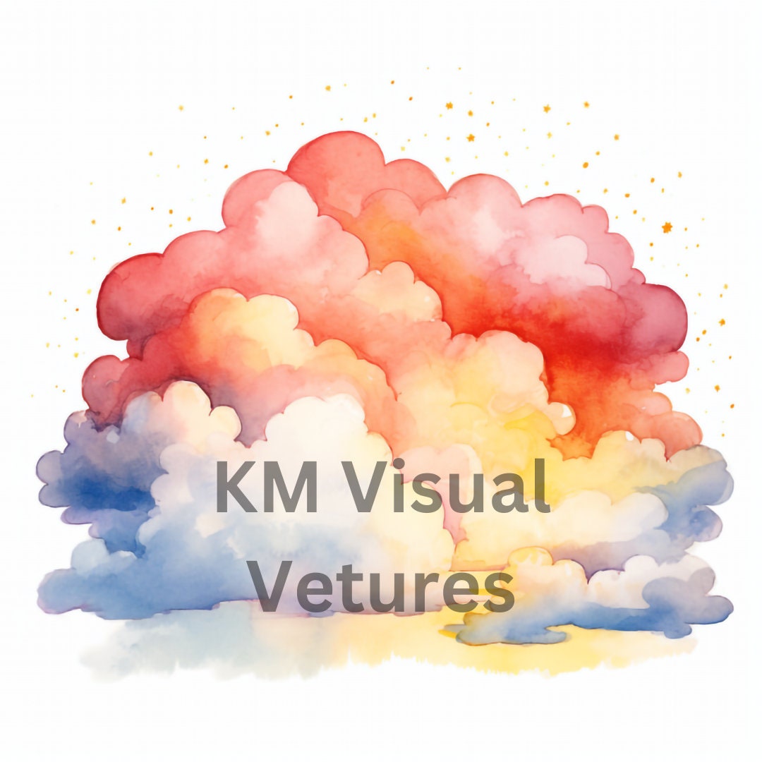 Watercolor Clouds Clipart Sky Clipart PNG Transparent - Etsy