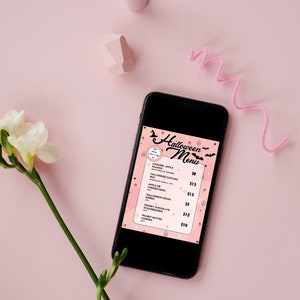 Sweets Dessert Editable/customizable Pink Halloween Themed Menu ...