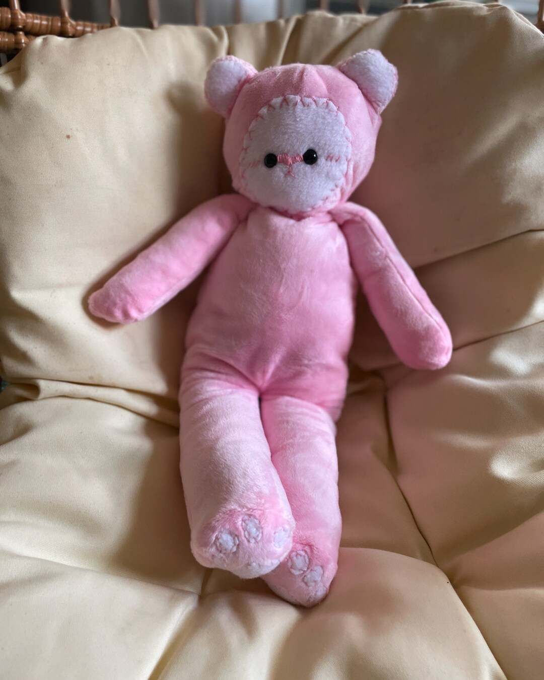 Stuffed Bear, Weighted, Handmade Pink Stuffed Animal Bear - Etsy