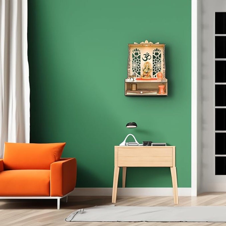 Temple Wooden MDF Pooja Mandir for Home Office Puja Stand for Floor and ...