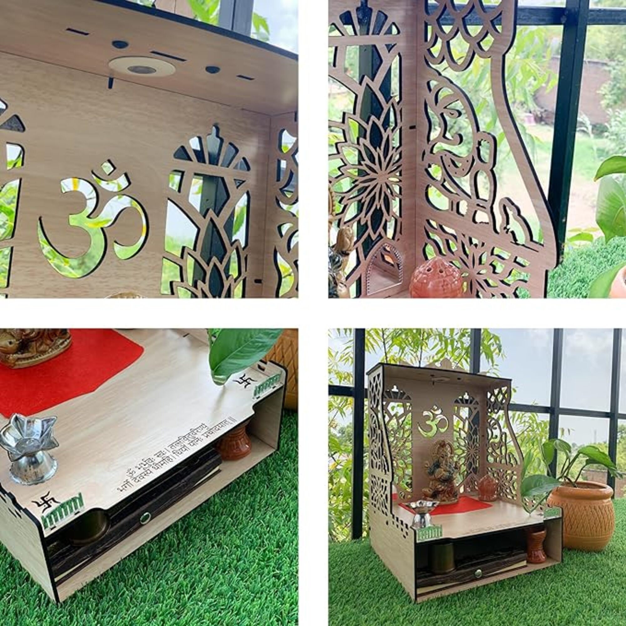 Temple Wooden MDF Pooja Mandir for Home Office Puja Stand for Floor and ...