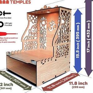 Temple Wooden MDF Pooja Mandir for Home Office Puja Stand for Floor and ...