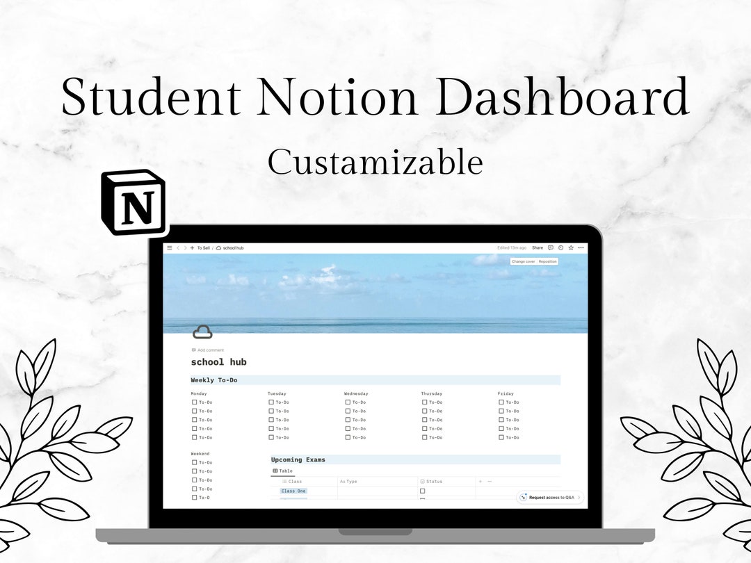 School Notion Dashboard - Etsy