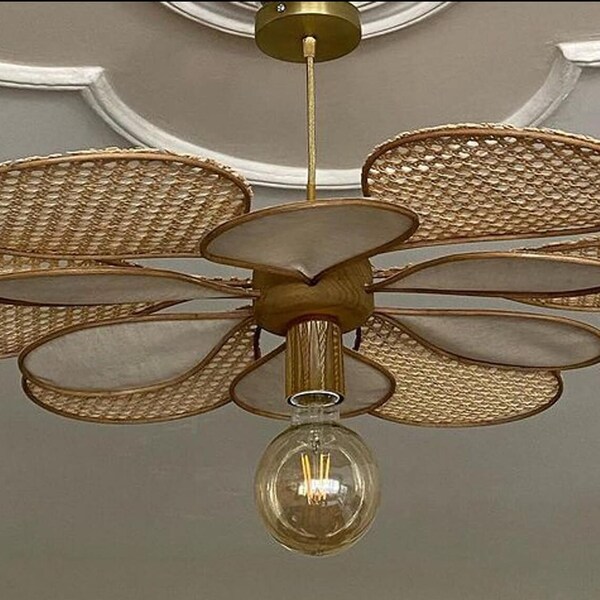Rattan Chandelier - Etsy