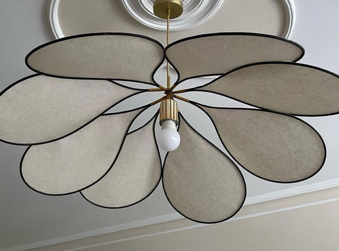 Petal Lamp, Pendant Light Pale, Dining Room Light Fixtures, Rattan ...