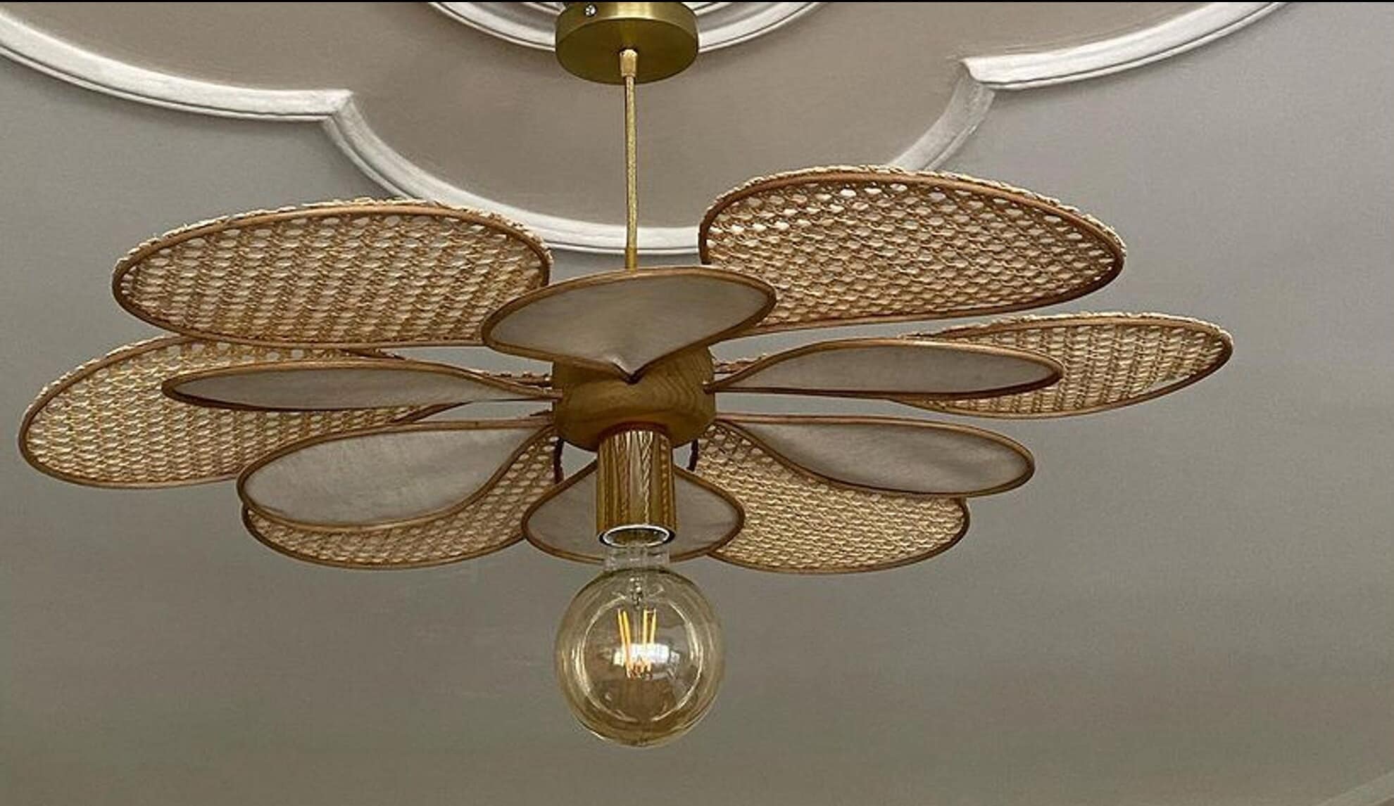 Petal Lamp Pendant Light Dining Room Light Fixtures Rattan - Etsy