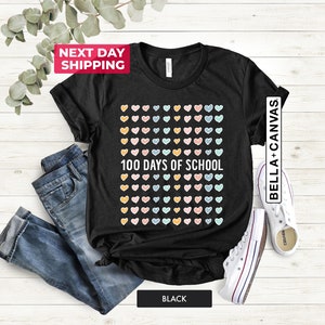 100 Days of School Shirt, 100th Day of School, 100 Days of Hearts Shirt ...