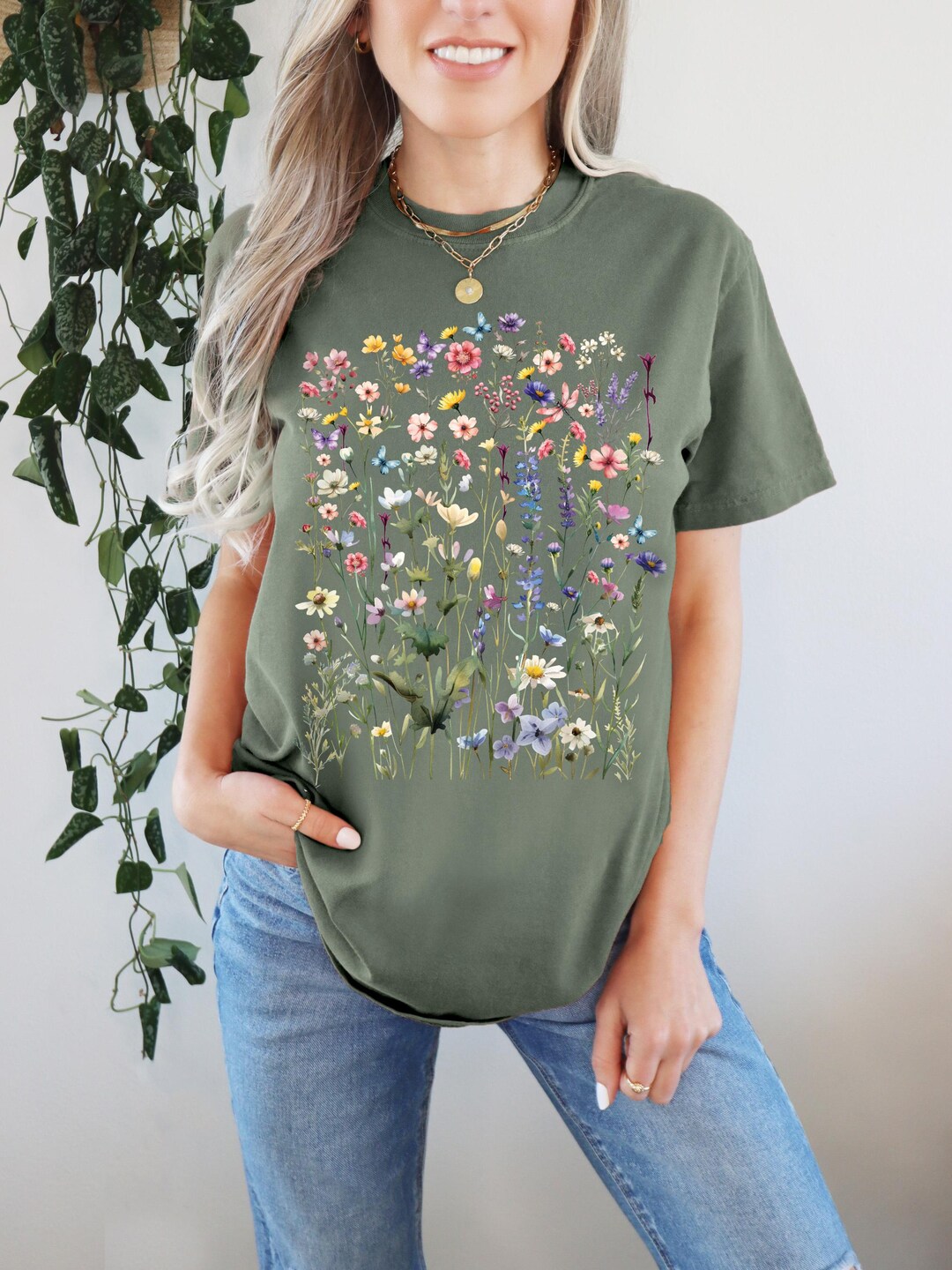 Vintage Pressed Flowers Shirt Comfort Colors® Boho Cottagecore Tshirt ...