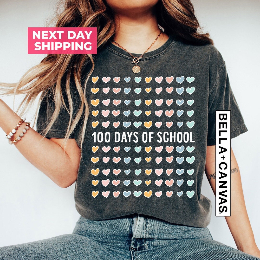 100 Days of School Shirt, 100th Day of School, 100 Days of Hearts Shirt ...