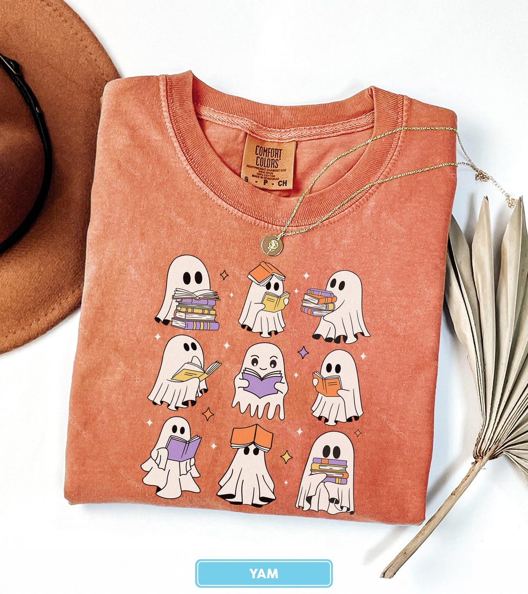 Comfort Colors® Ghost Reading Book Halloween Shirt, Cute Ghost Shirt ...
