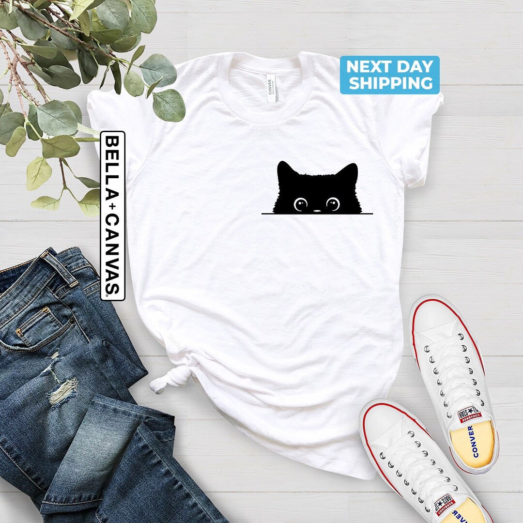 Cat Shirt, Black Cat Shirt, Cute Cat Shirt, Cat Mom Shirt, Cat Peeking ...
