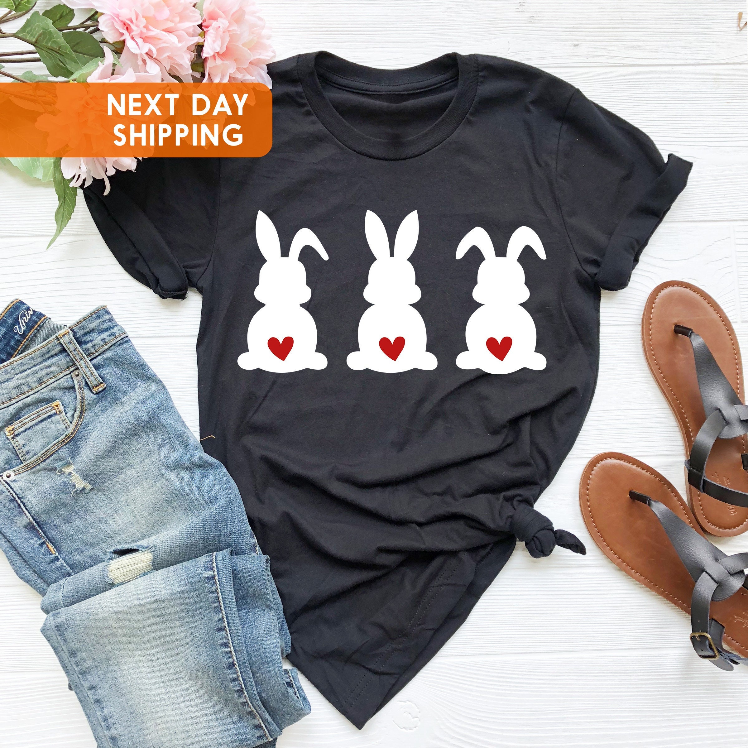 Happy Easter Day, Easter Bunny Shirts, Three Bunny Easter Shirt, Bunny ...