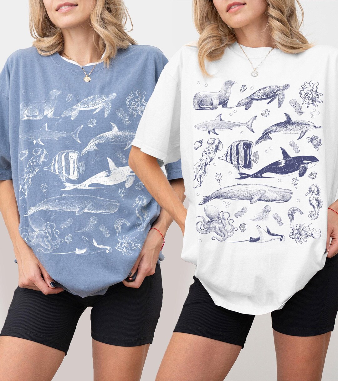 Sea Animals 90s Vintage Style Tshirt, Retro Ocean Comfort Colors® Shirt ...