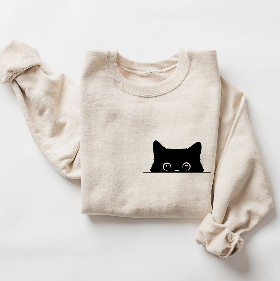 Black Cat Sweatshirt, Cat Sweatshirt, Cat Mom Sweatshirt, Cute Cat ...