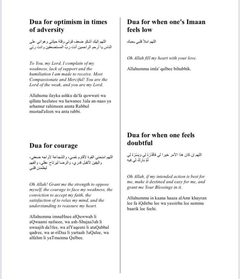 Islamic Dua Flash Cards 46 Printable Supplications for Muslims, Hisn Al ...