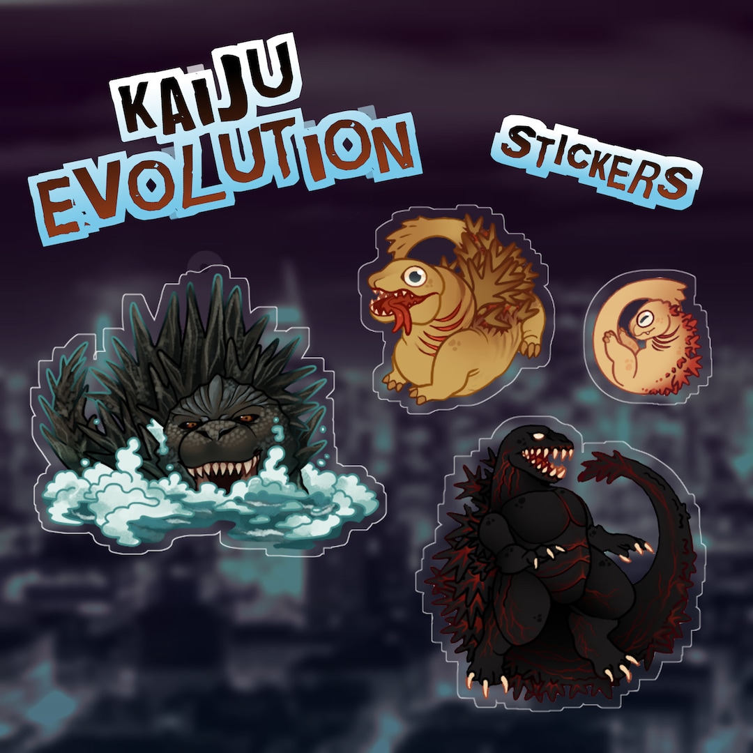 Kaiju Evolution & Swimming Kaiju - Vinyl Stickers: Kaiju, Kamata-kun - Etsy