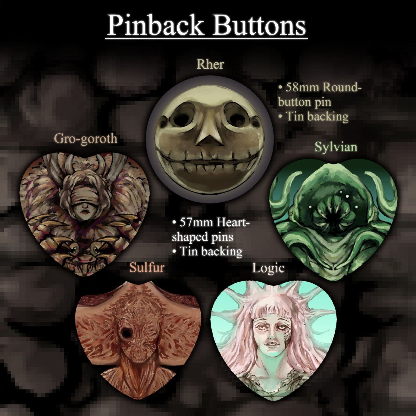 Fear and Hunger Termina God Pinback Buttons - Pins, Badges - Rher, Gro ...